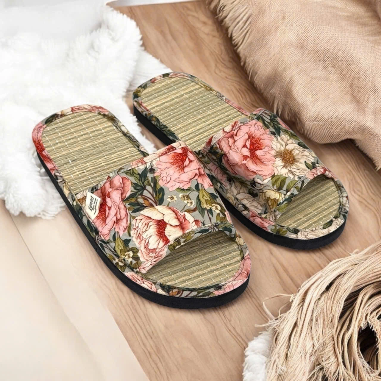 Dép Cói Cói - Thủ Công, Vải In Họa Tiết